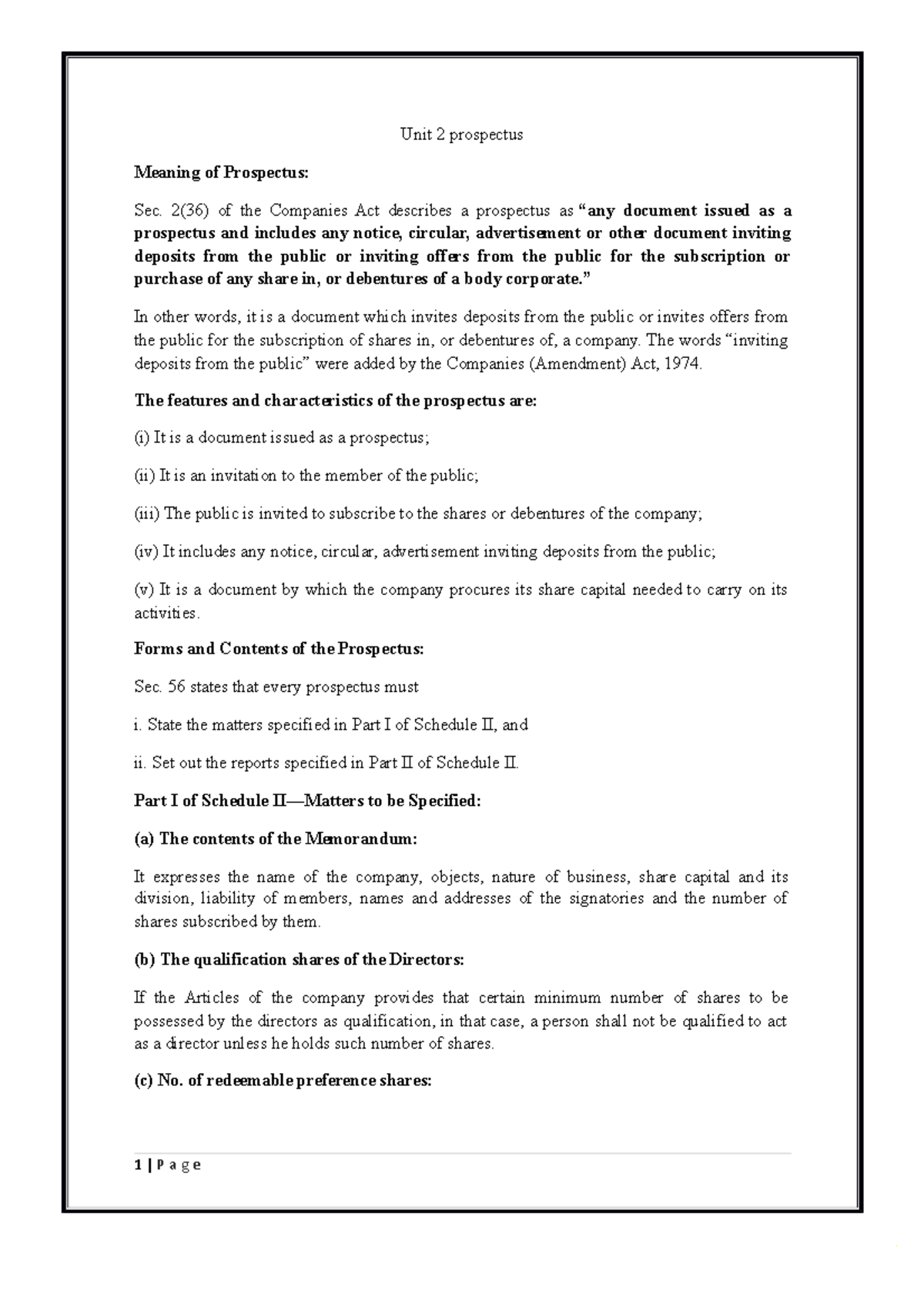 Unit-2-prospectus-company-law compress - Unit 2 prospectus Meaning of ...