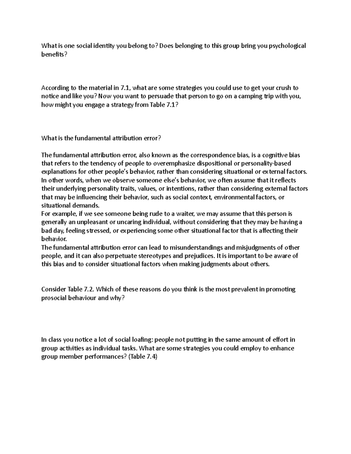 Reflection chapter 7 - notes - What is one social identity you belong ...