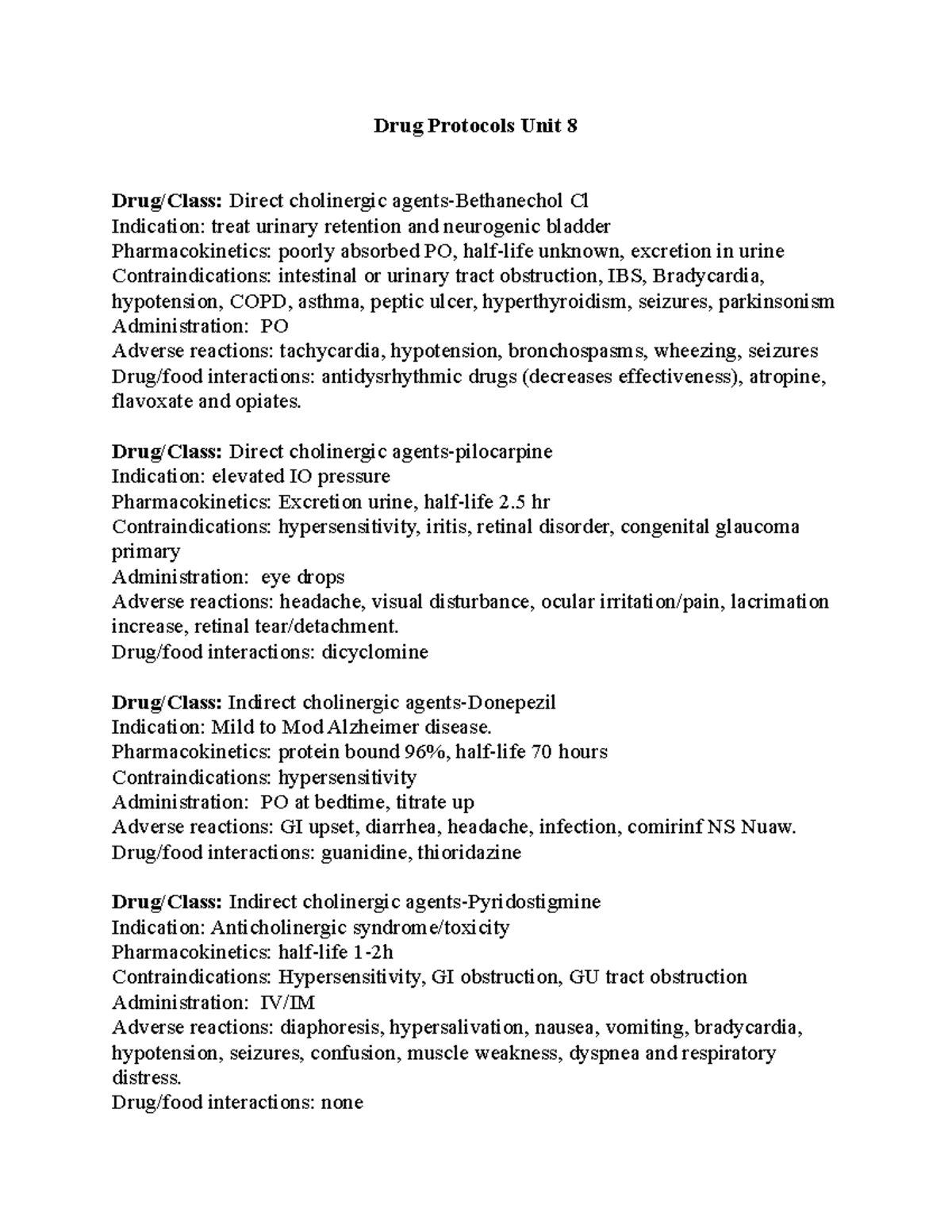 Drug Protocols Unit 8 - drug protocol - Drug Protocols Unit 8 Drug ...