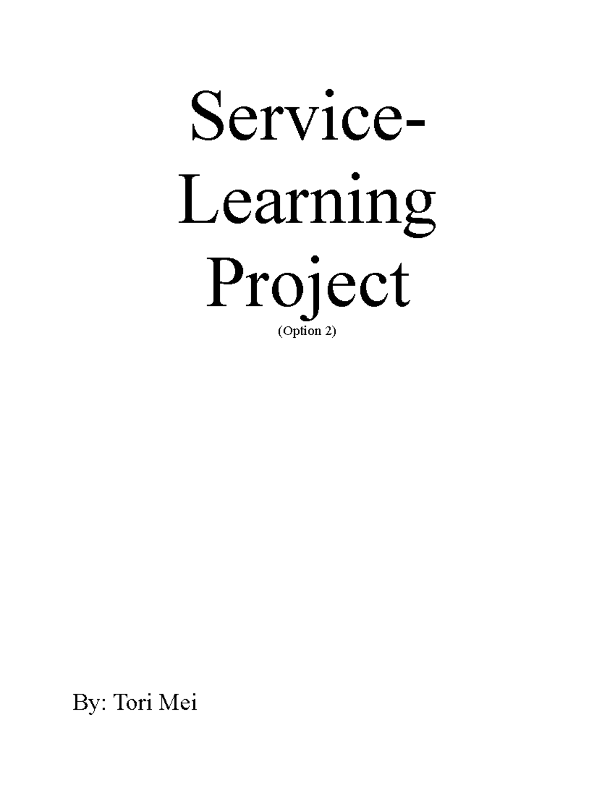 Service Learning Paper AFR Paper 3 Option 2 - Service- Learning Project ...