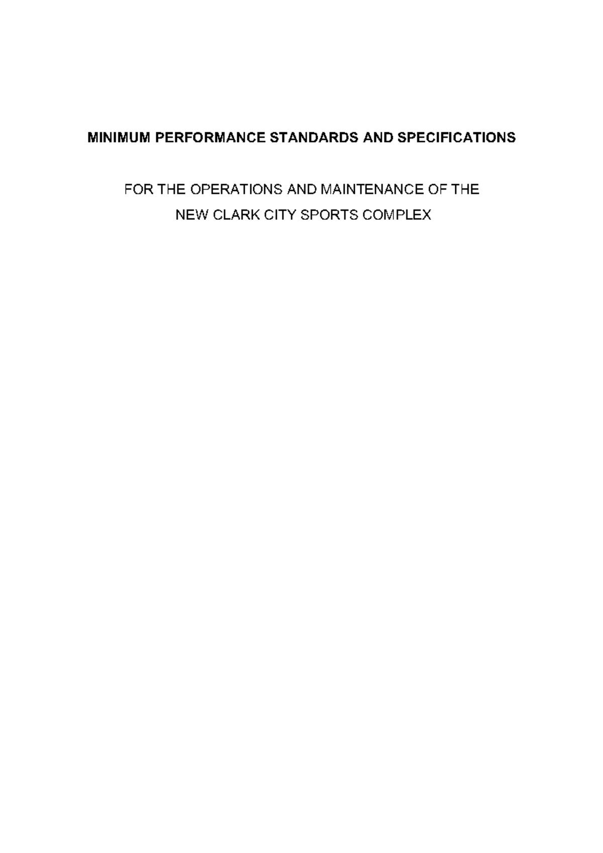 O&M Minimum Performance Standards and Specifications - The MPSS forms ...