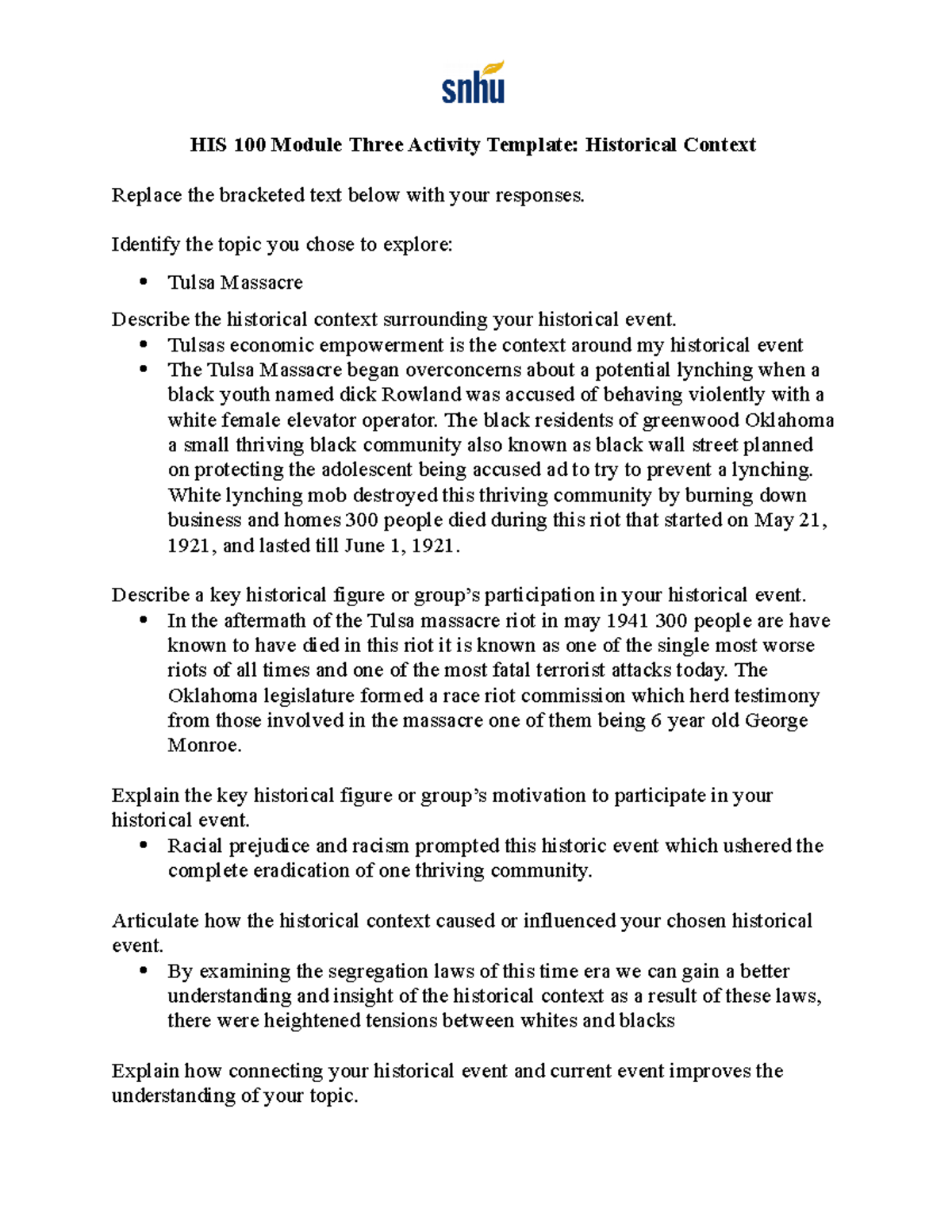 His 100 module 3 3-1 activity historical context - HIS 100 Module Three ...