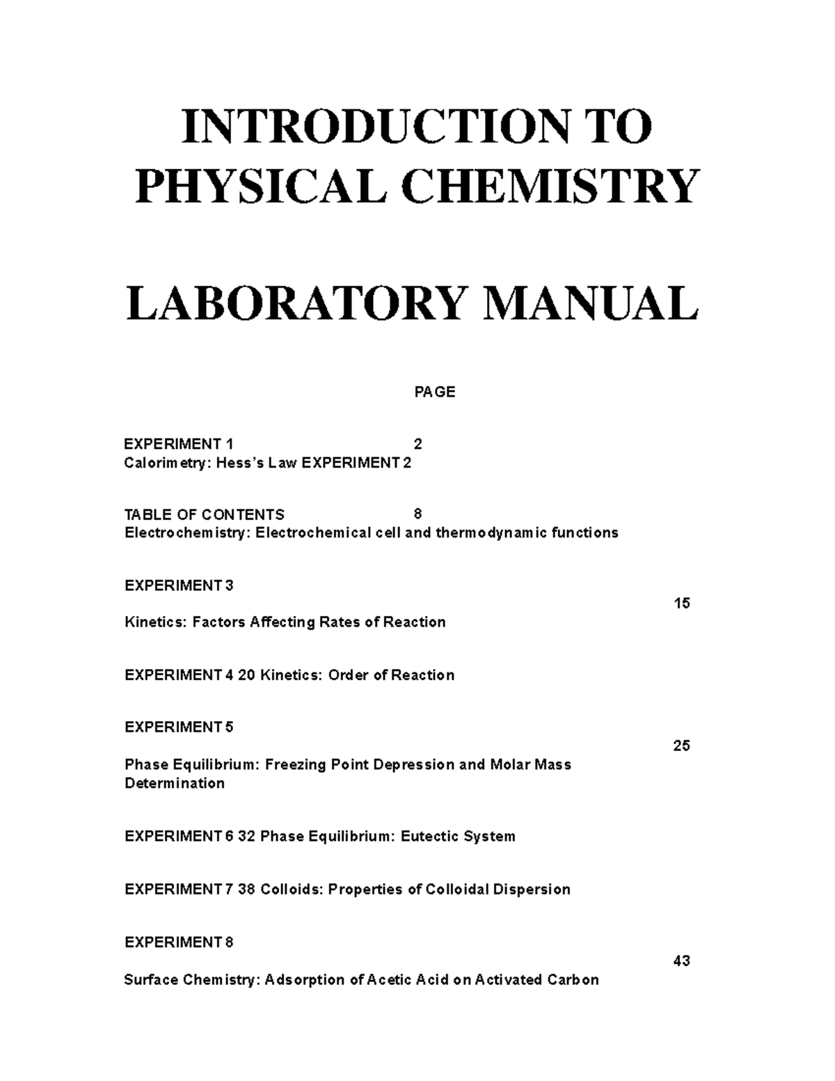 Introduction to Physical Chemistry - Laboratory Manual - physical ...