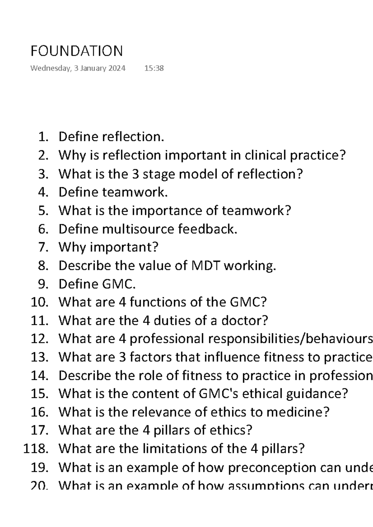 Foundation Y1 SAP Qs - Define reflection. Why is reflection important ...