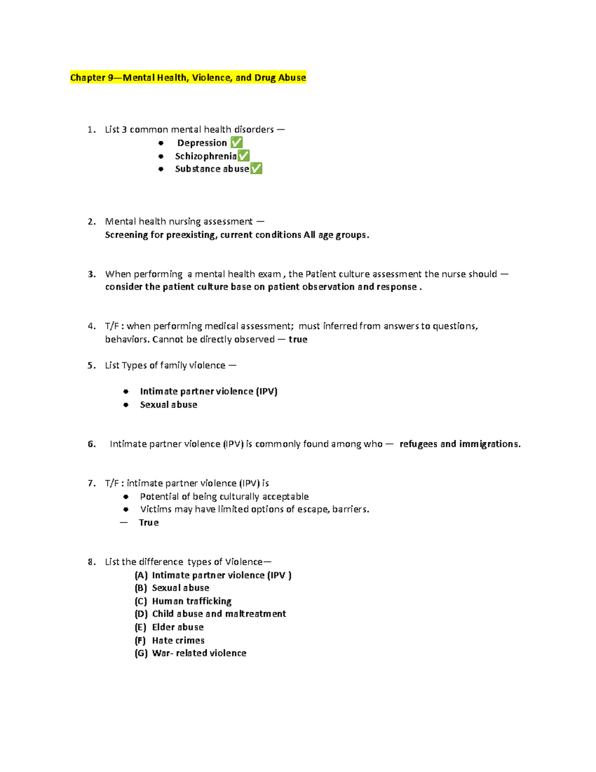 Chapter 9 mental health - Chapter 9—Mental Health, Violence, and Drug ...