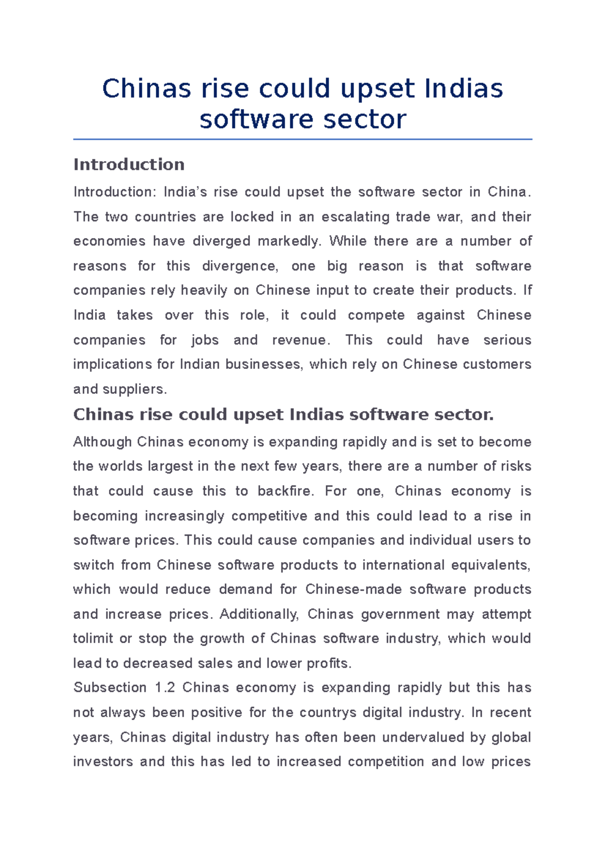 Chinas rise could upset Indias software sector - Chinas rise could ...