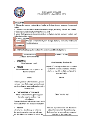 Science Lesson Plan Final - BERNARDO COLLEGE Pulanglupa I, Las Pinas ...