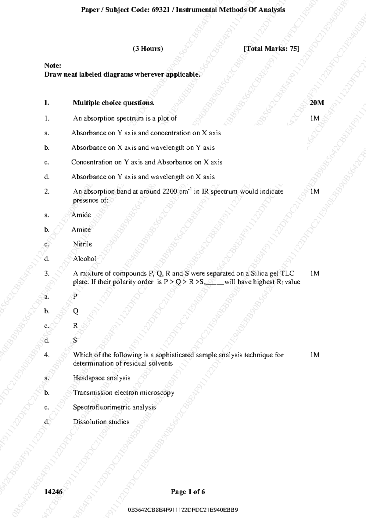 IMA Reexam 69321 1 - Ima question paper - 14246 Page 1 of 6 (3 Hours ...