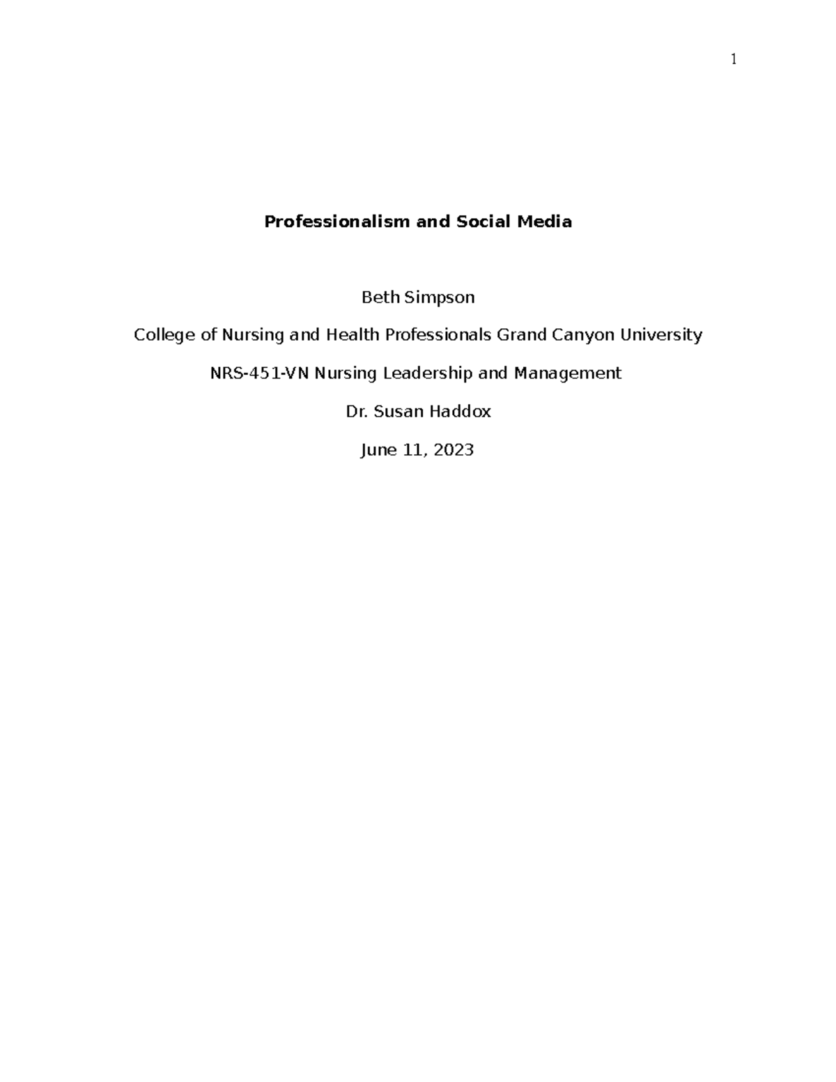 Professionalism and Social Media - Susan Haddox June 11, 2023 ...