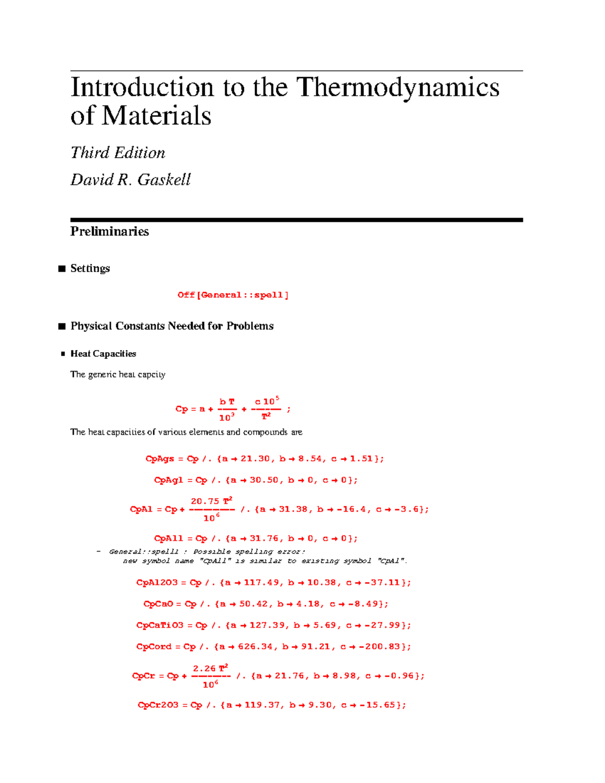 Gaskell solution - Introduction to the Thermodynamics of Materials ...