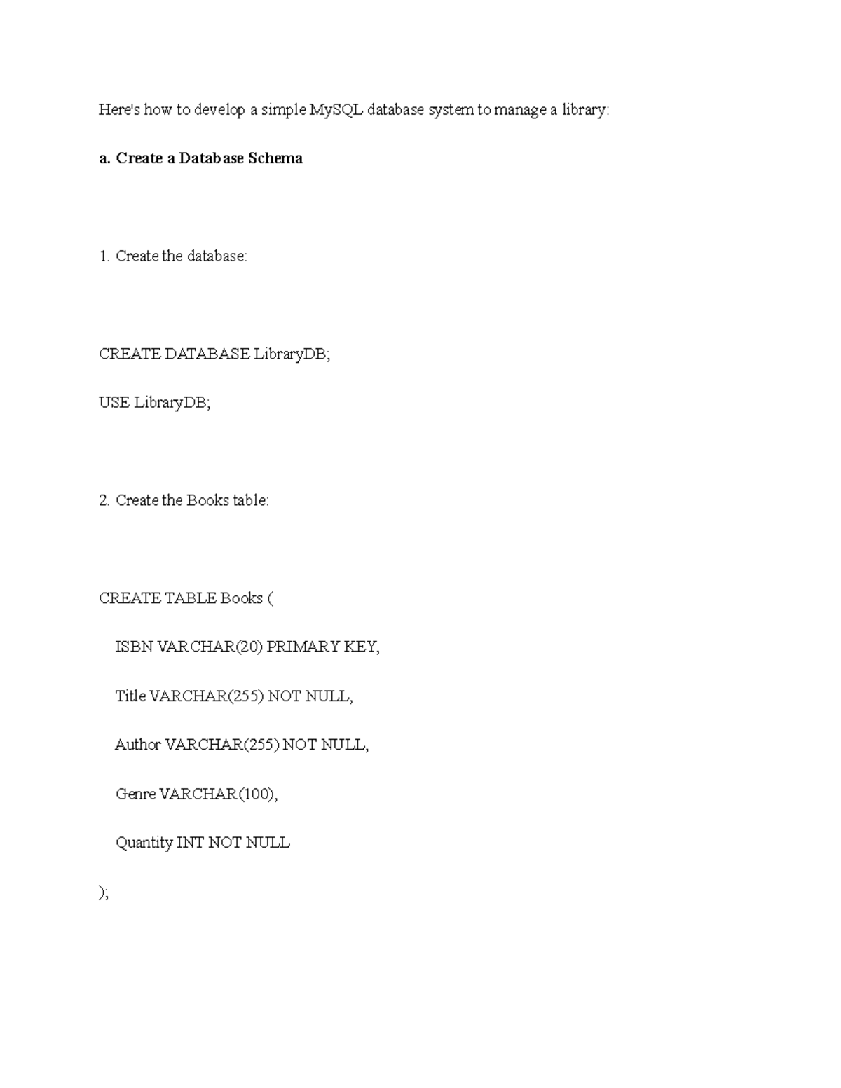Unit 4 Programming Assignmnet - Here's how to develop a simple MySQL ...