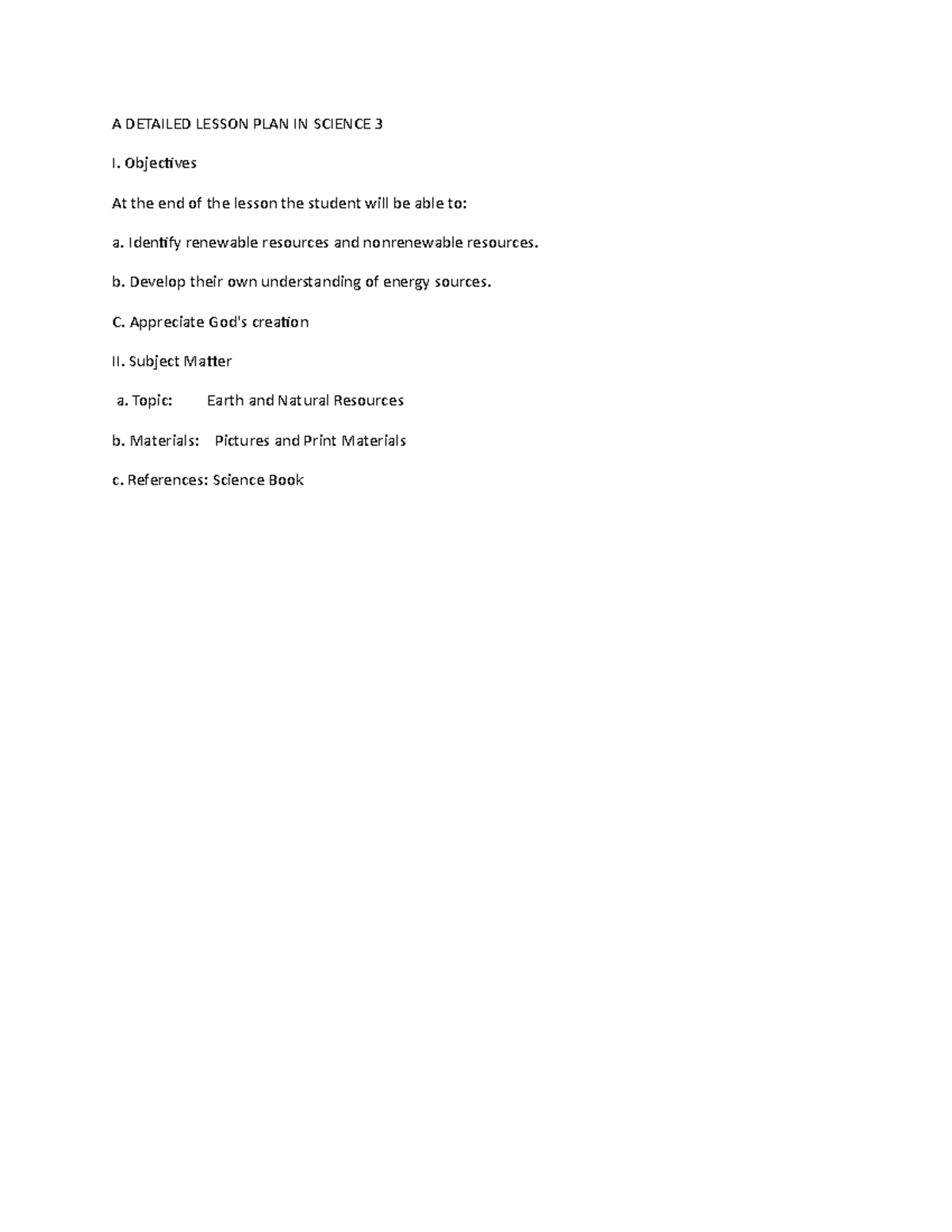 LP- DELA Cerna - LESSON PLAN SAMPLE GRADE 3 SCIENCE - A DETAILED LESSON ...