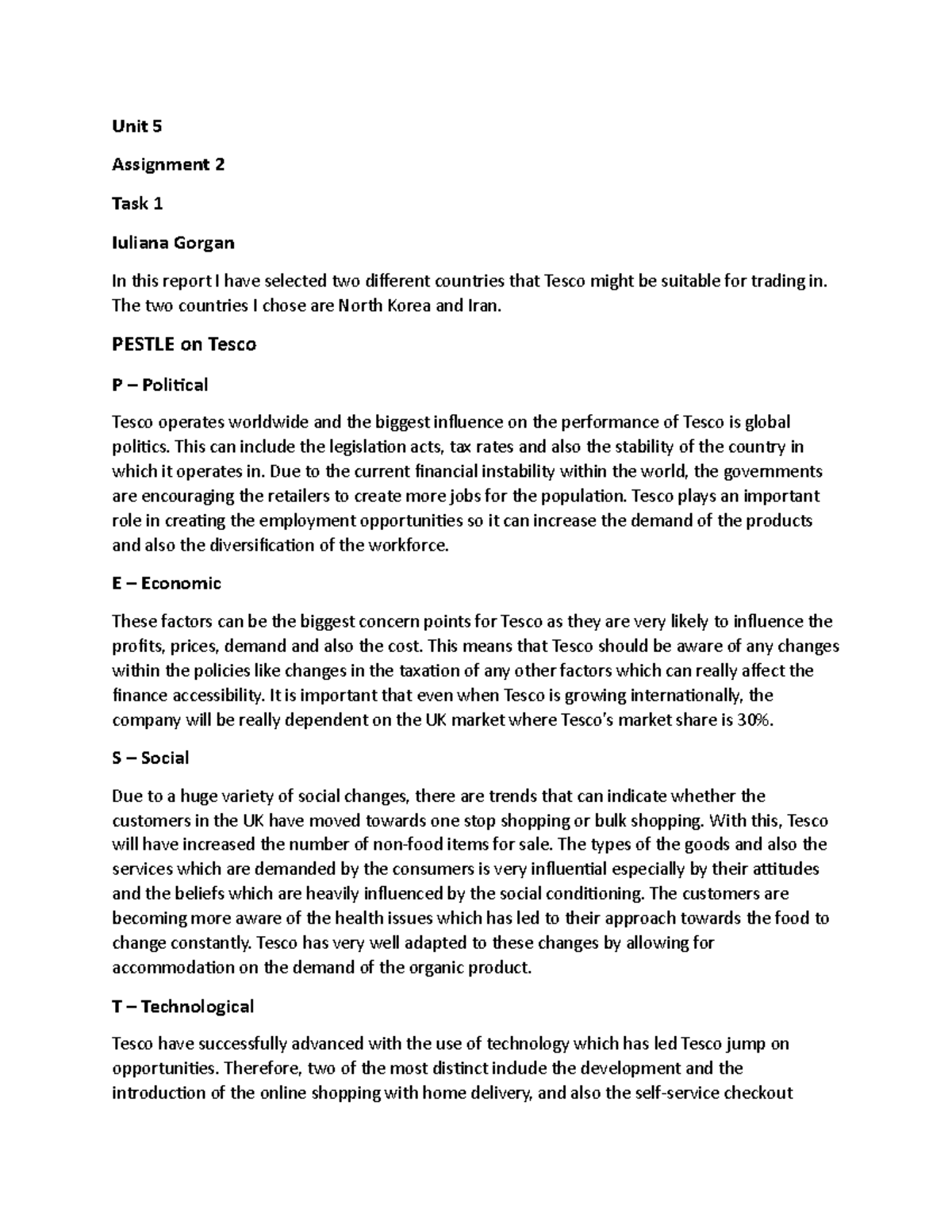 Unit 5 assignment 2 - Unit 5 Assignment 2 Task 1 Iuliana Gorgan In this report I have selected ...