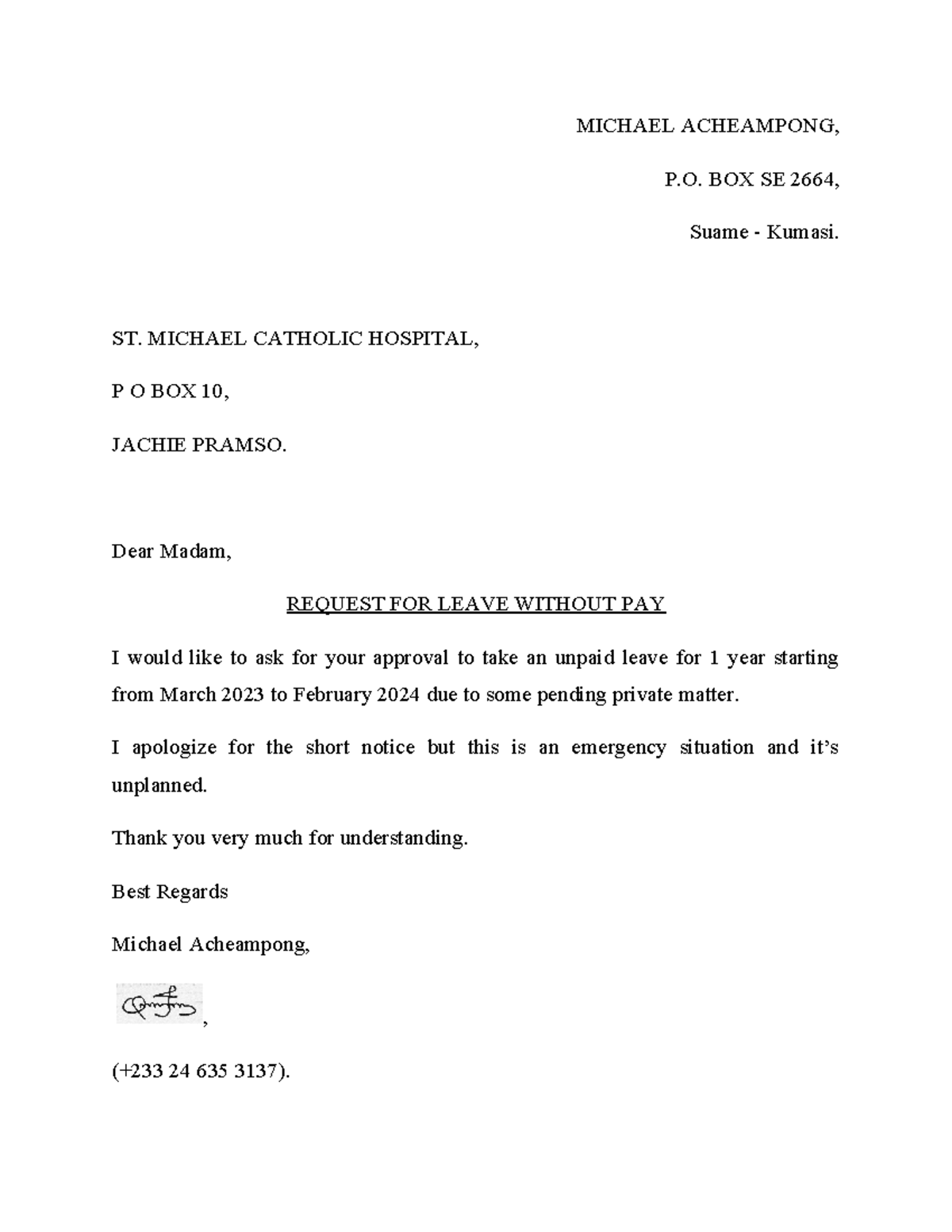 Asdada - Jkmmc - Business Studies - MICHAEL ACHEAMPONG, P. BOX SE 2664 ...