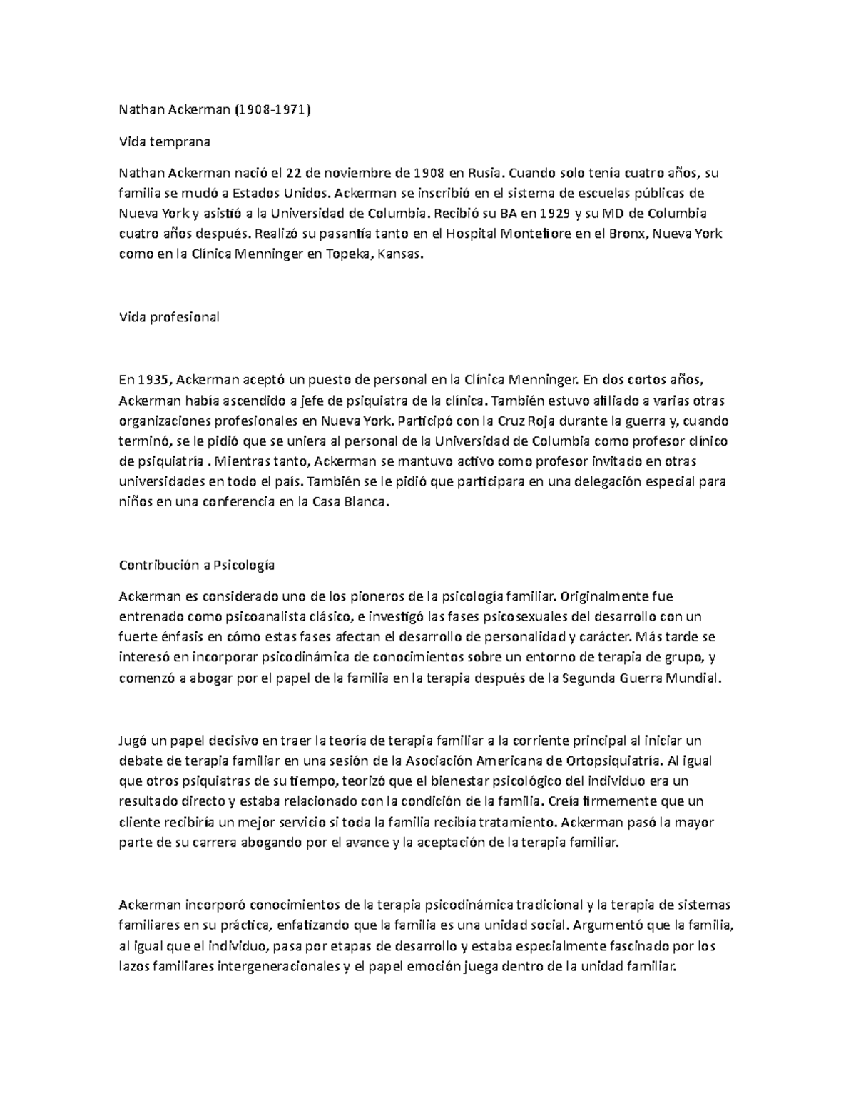 Nathan Ackerman - psicología - Nathan Ackerman (1908-1971) Vida ...