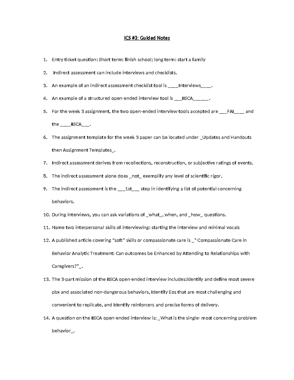 ICS #3 Guided Notes - ICS #3: Guided Notes Entry ticket question: Short ...