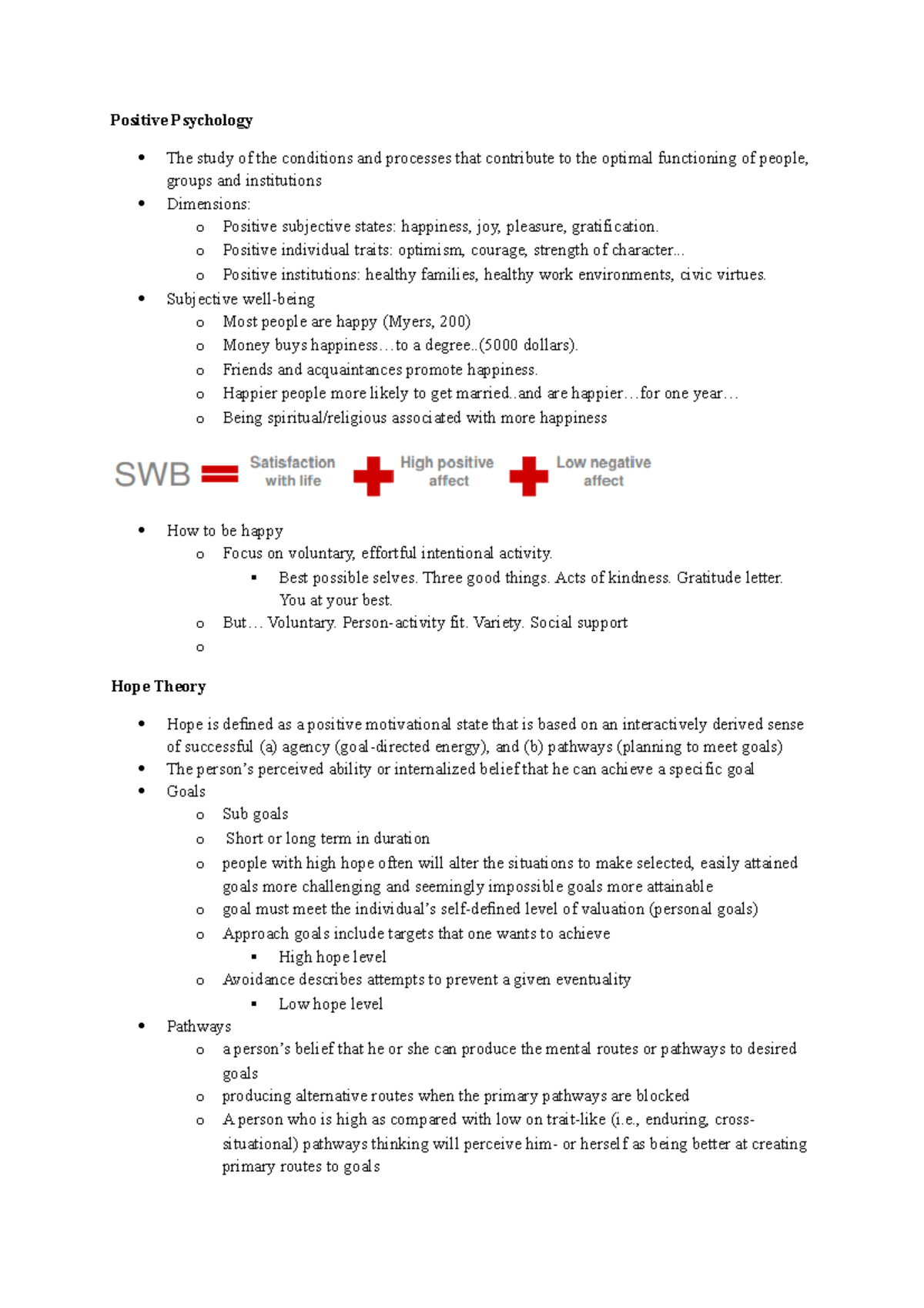 Positive Psychology - Lecture notes Lectures Notes - Positive ...