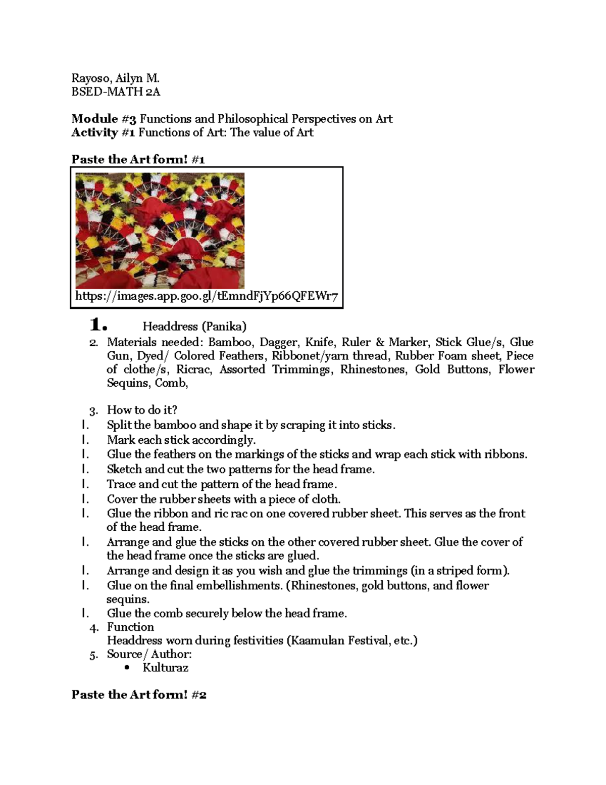 Art module 3 and 4 - Sharing with you my answers, hope it helps ...