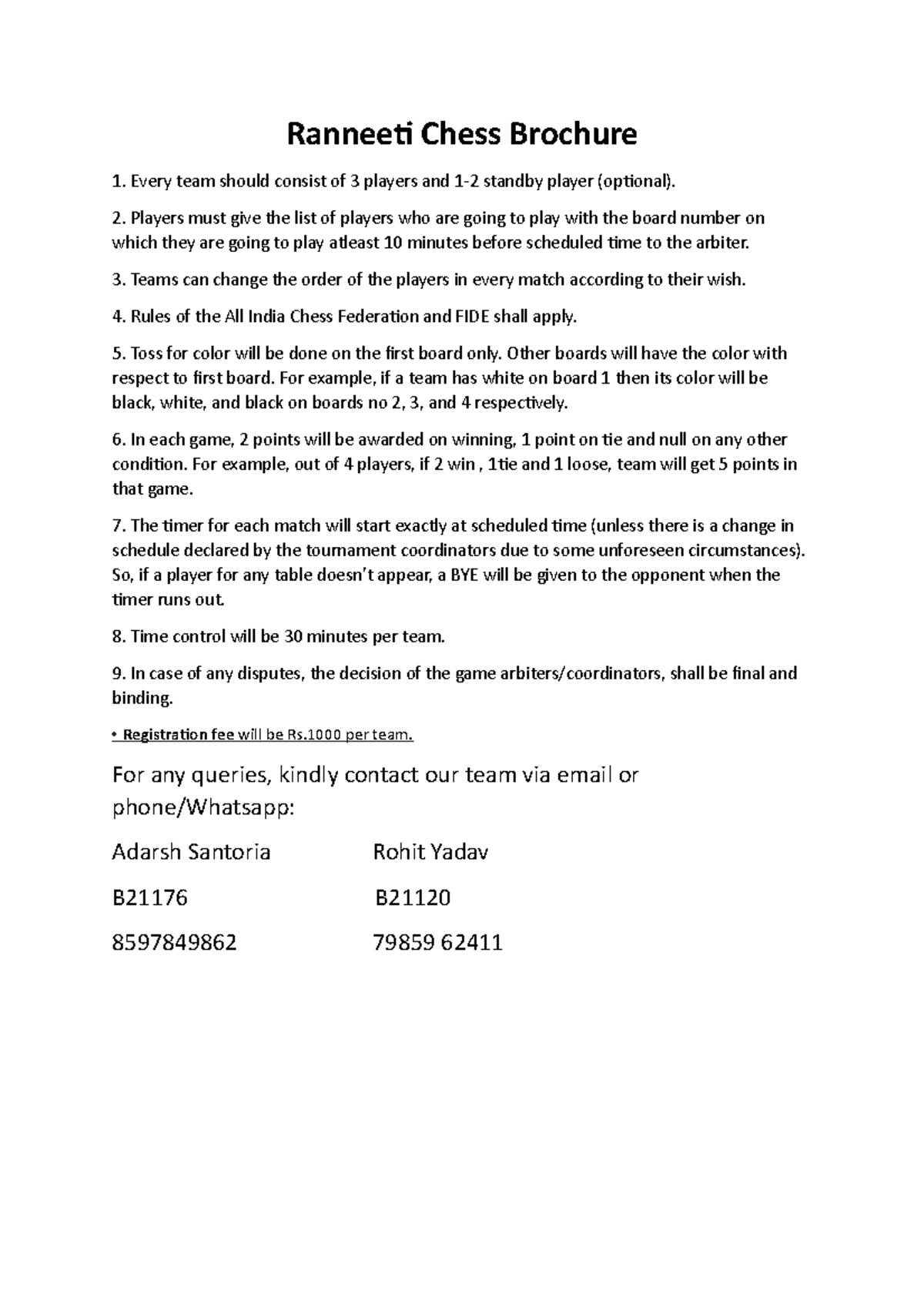 Ranneeti Chess Brochure - Ranneeti Chess Brochure Every team should ...