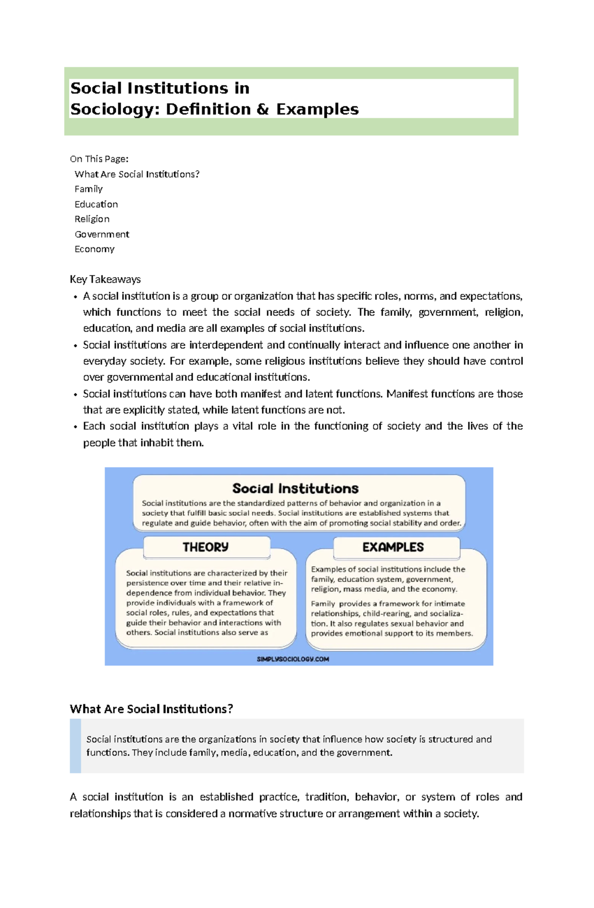 Social Institutions material - On This Page: What Are Social ...
