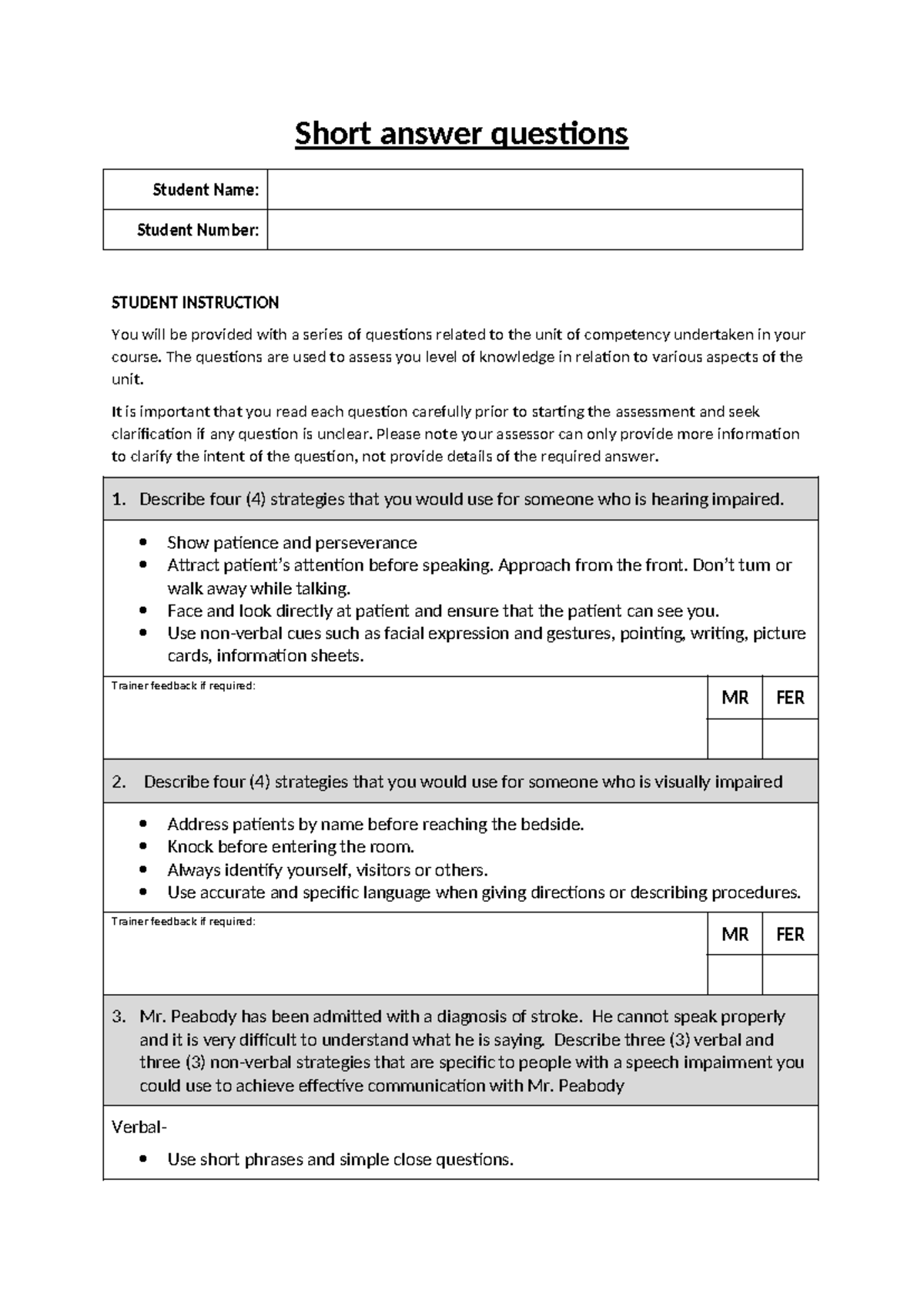 Hltenn 002 Workbook - Short answer questions Student Name: Student ...
