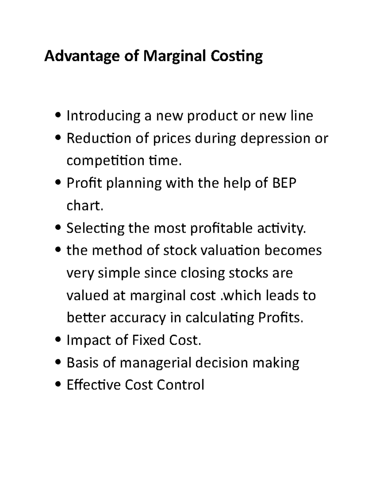 Advantage and disadvantage of marginal costing - Advantage of Marginal ...