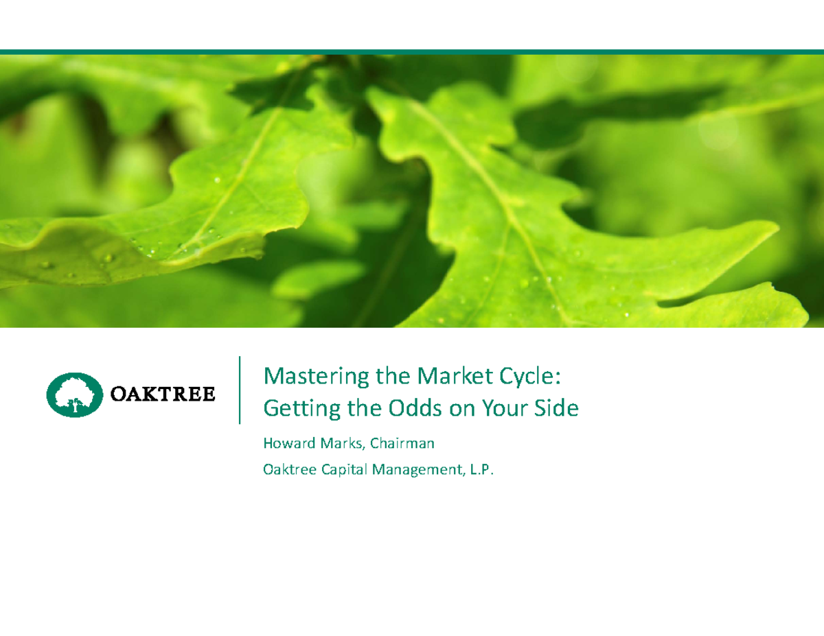 05 howard marks pp a - finance - Mastering the Market Cycle: Getting ...