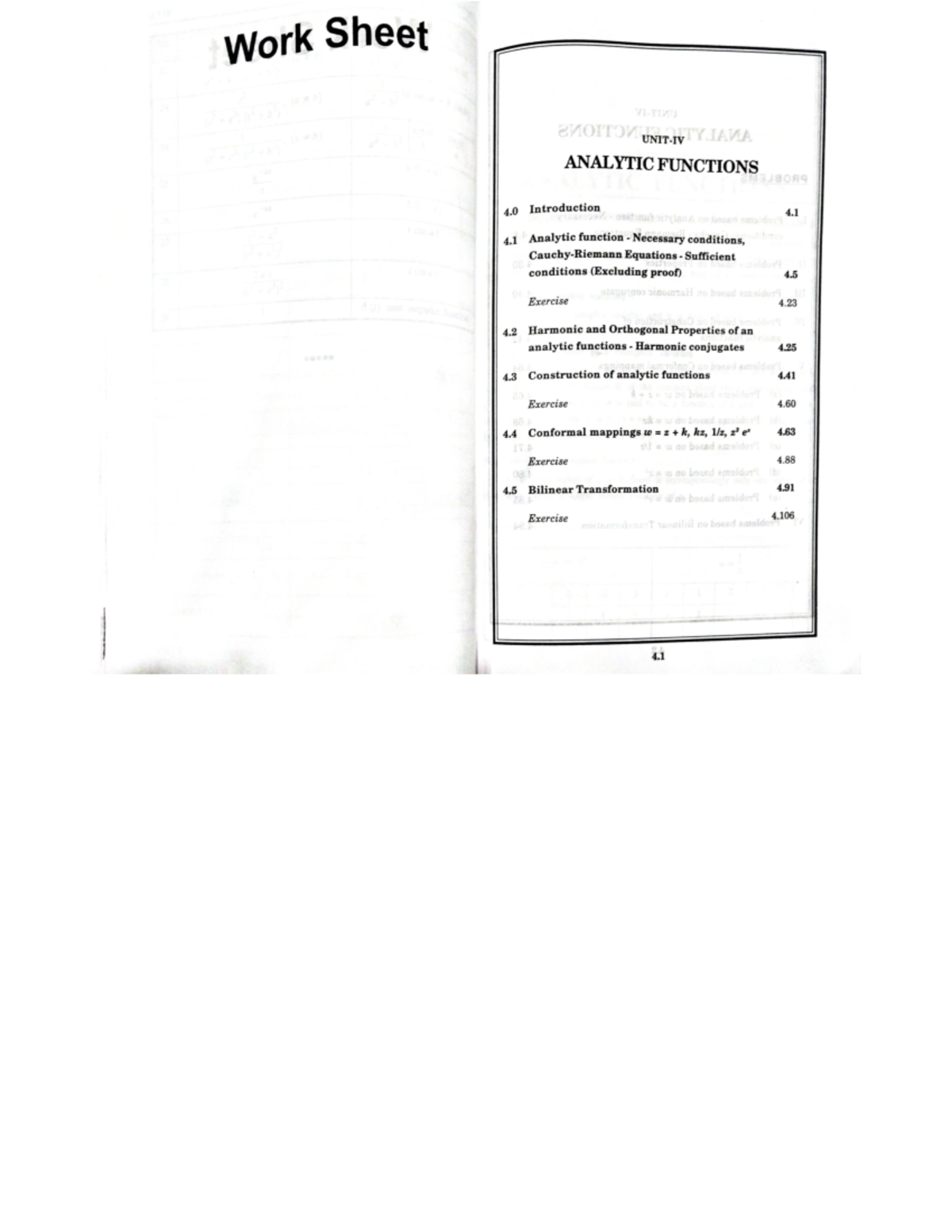 Unit 4 - Book - Work Sheet YIANA ANALYTIC FUNCTIONS 4 Introduction 4 4 Analytic function ...