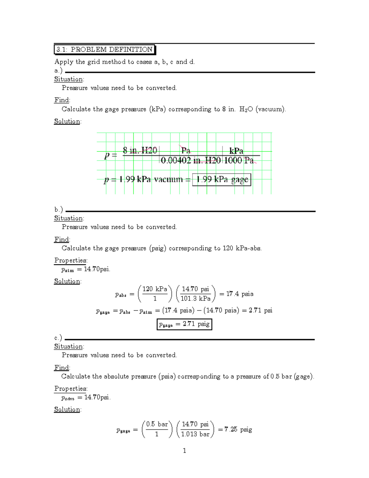 Fluid mechanics - 3: PROBLEM DEFINITION Apply the grid method to cases ...