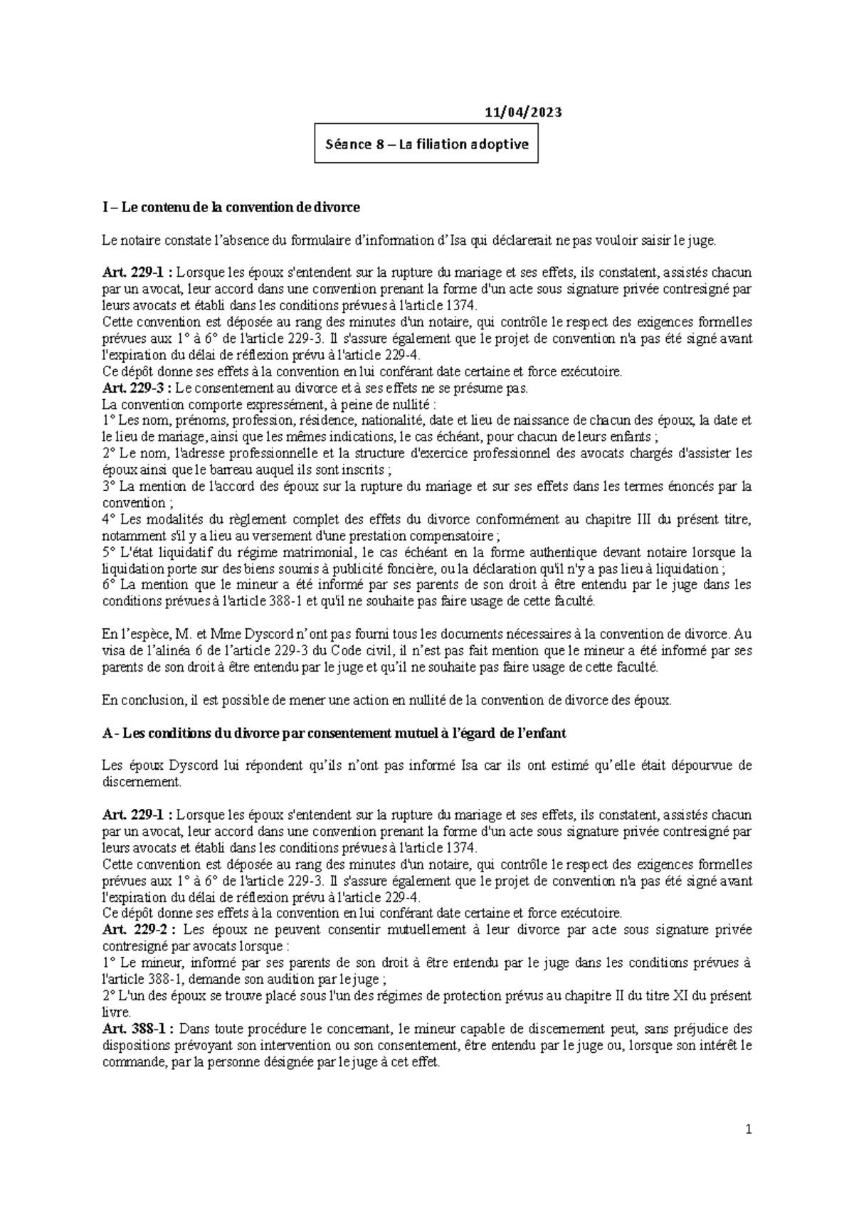 Séance 8 filiation biologique TD Droit de la famille - 11/04/ Séance 8 ...
