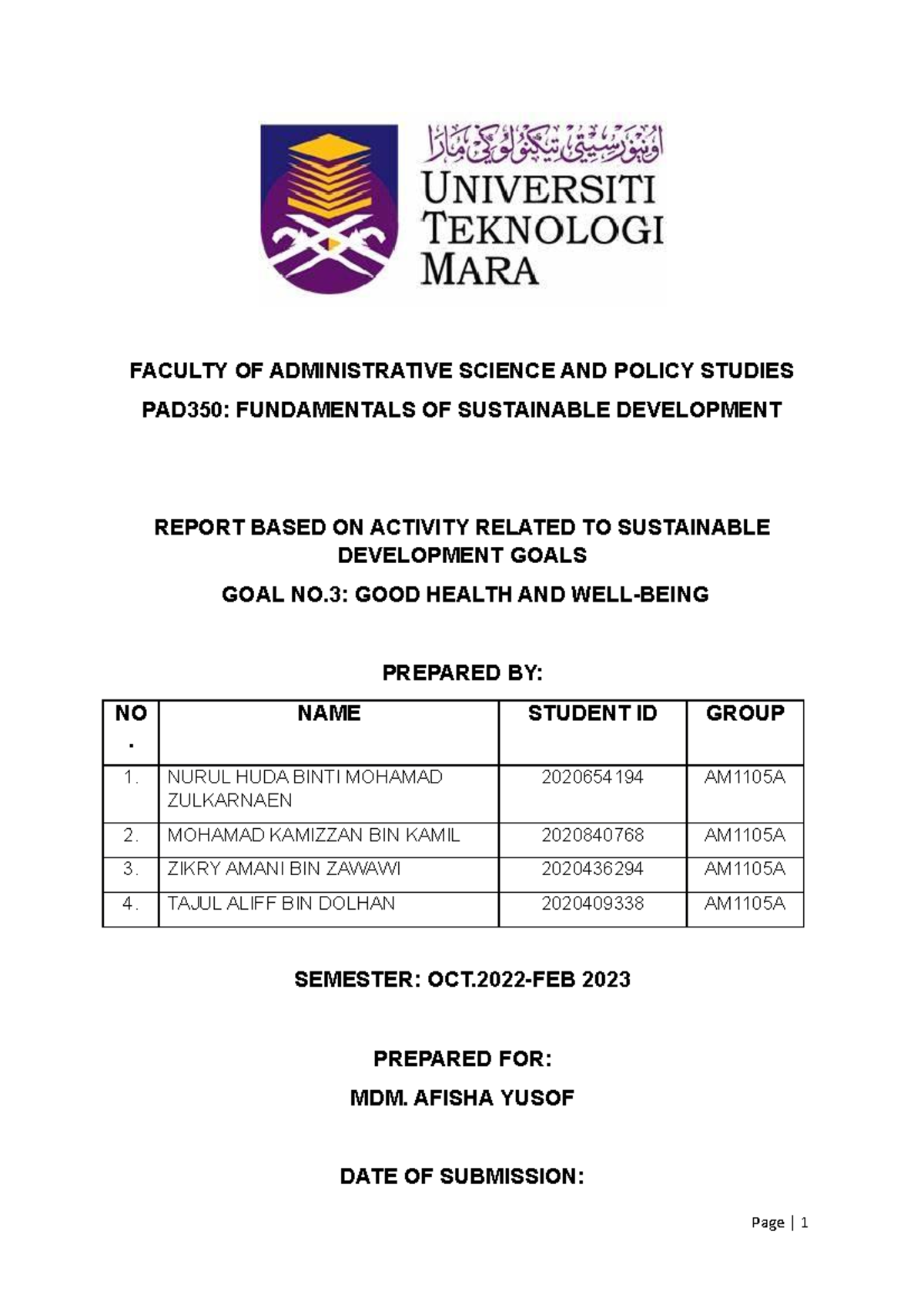 PAD350 Group Assignment (Group 6) - FACULTY OF ADMINISTRATIVE SCIENCE ...