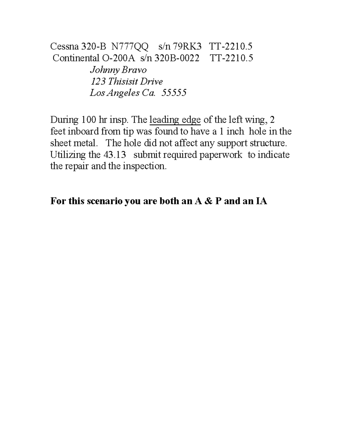 Cessna 320 337 project - Cessna 320-B N777QQ s/n 79RK3 TT-2210 ...