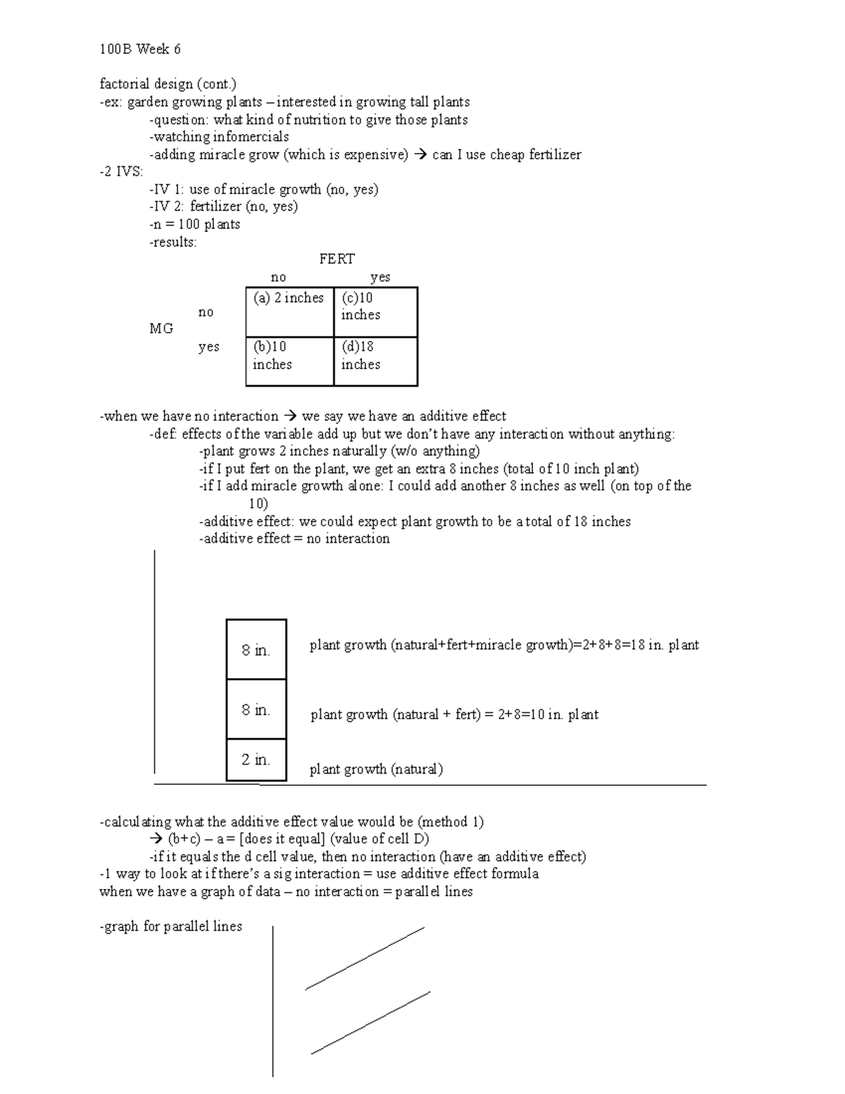 100BWeek 6 - week 6 - 100B Week 6 factorial design (cont.) -ex: garden ...