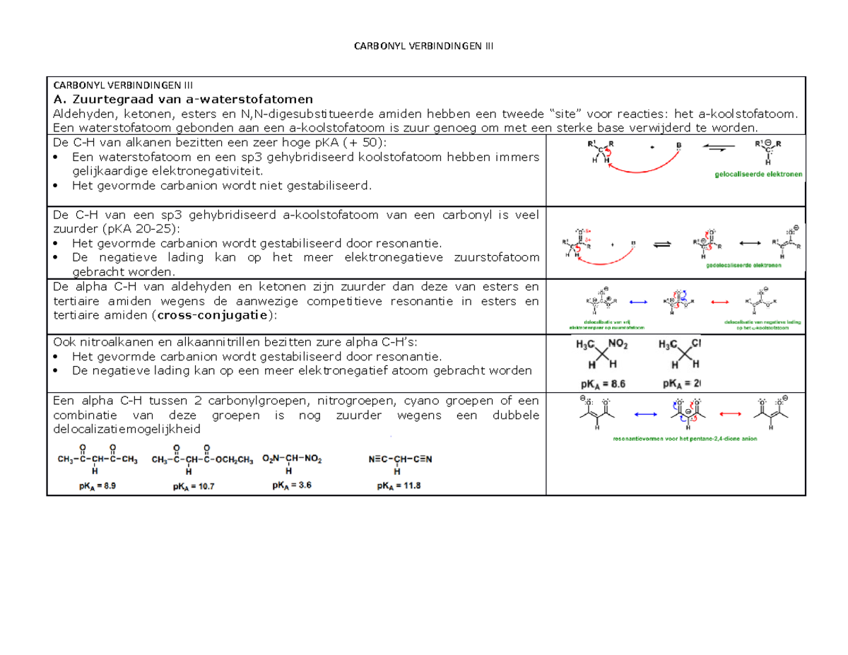Organische Chemie H4 Carbonyl Verbindingen III - CARBONYL VERBINDINGEN ...
