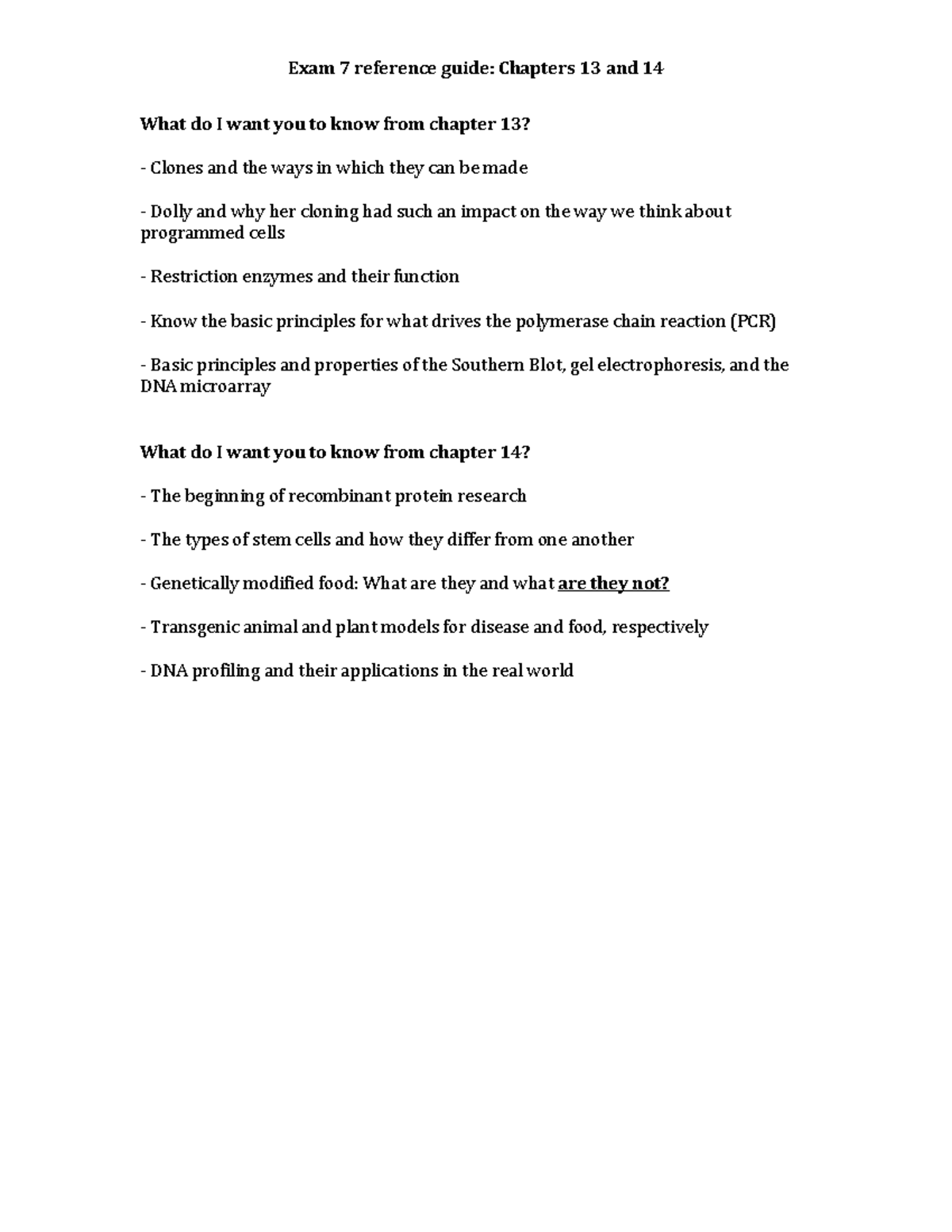 Exam 7 reference guide - Exam 7 reference guide: Chapters 13 and 14 ...