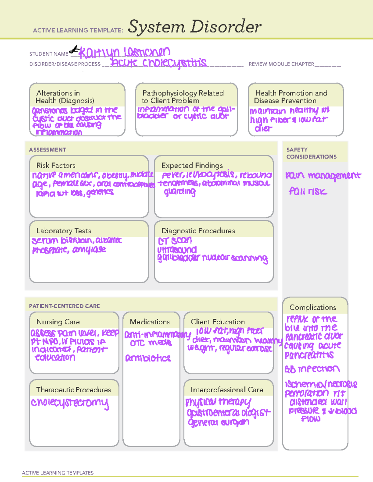 Ati Acute Cholecystitis - ACTIVE LEARNING TEMPLATES System Disorder ...