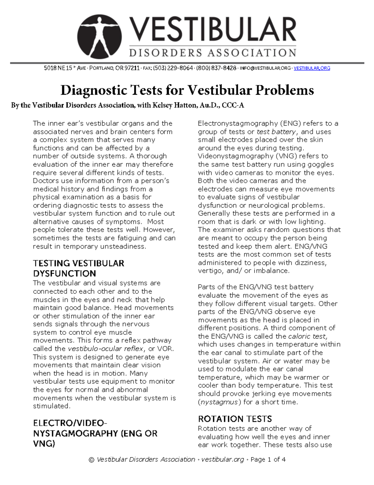 Diagnostic Tests for Vestibular Disorders - Speech & Audio Signal ...