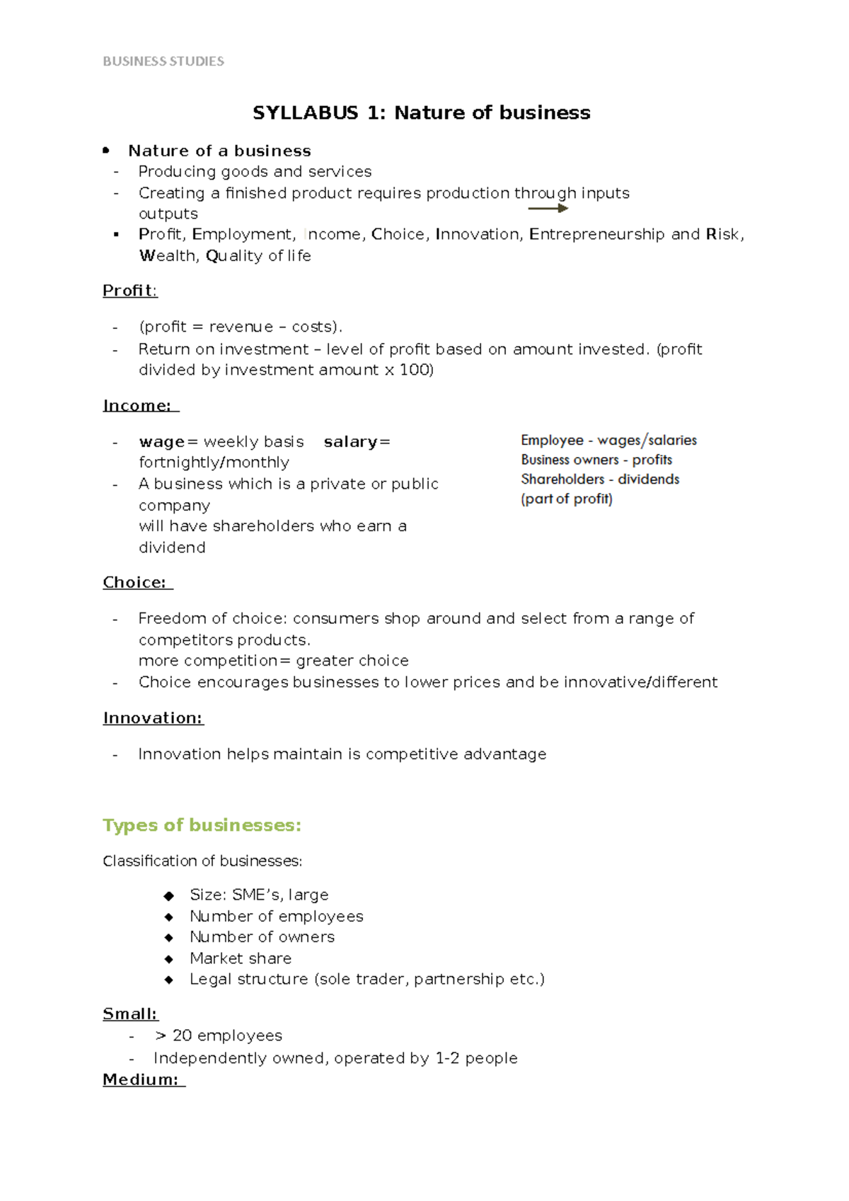 Business Studies Prelim Half Yearly Notes- Term 1 and 2 - SYLLABUS 1 ...