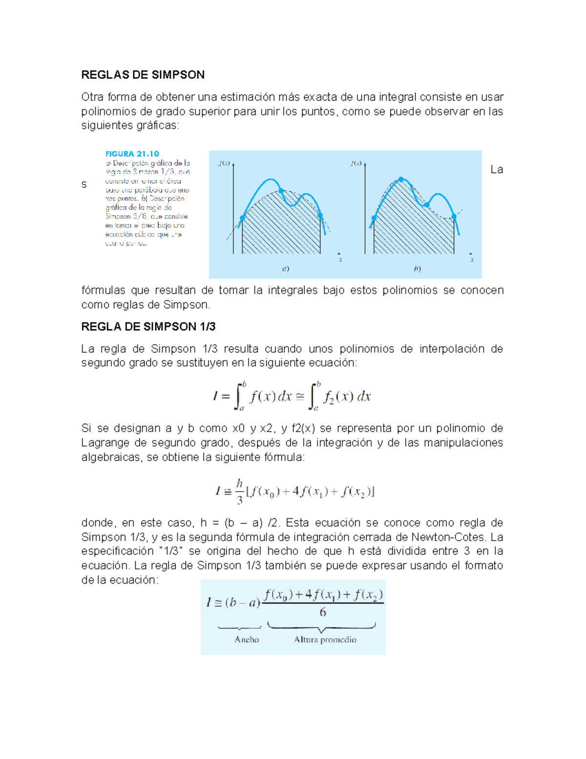 Reglas de simpson - REGLAS DE SIMPSON Otra forma de obtener una ...