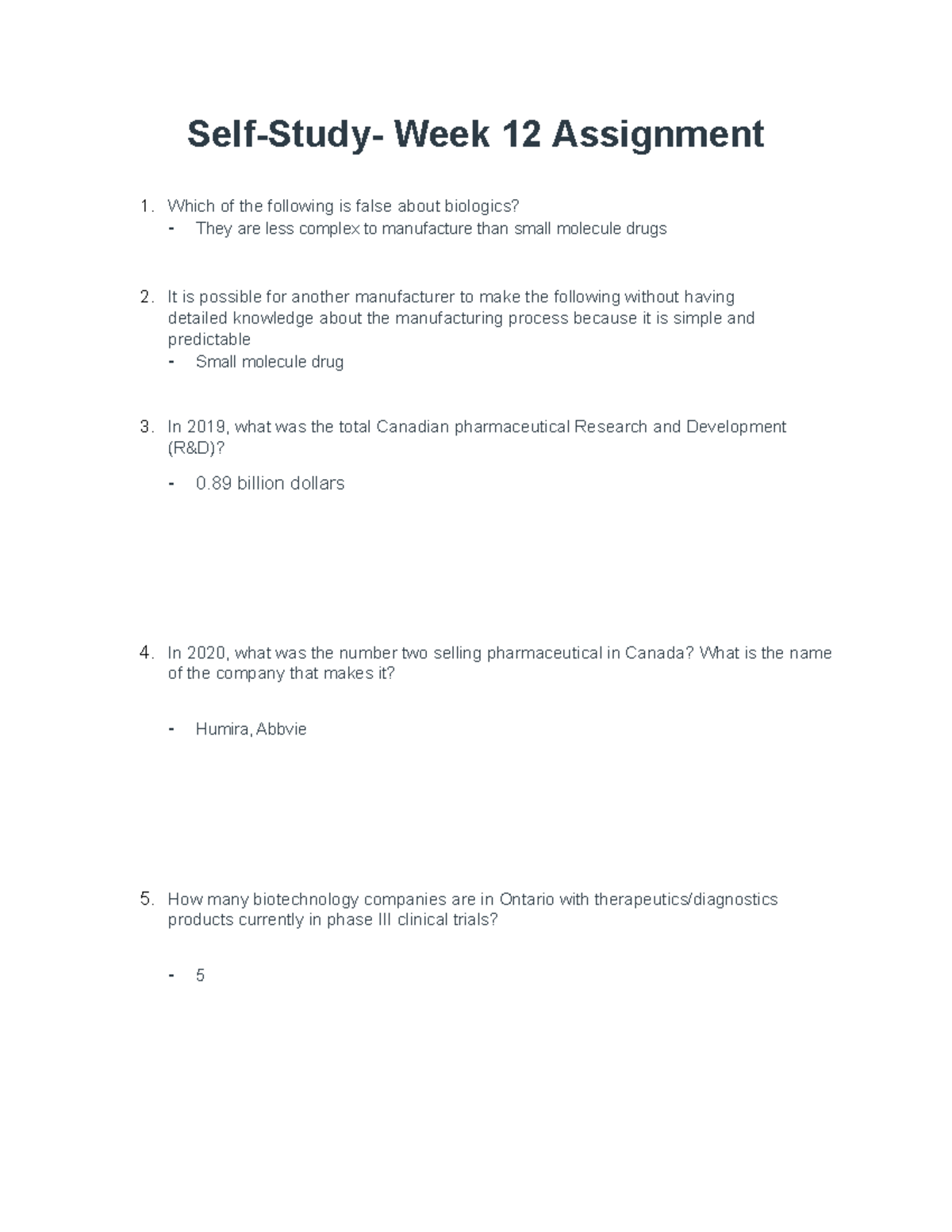 Self Study-Week 12 Assignment - Self-Study- Week 12 Assignment Which of ...