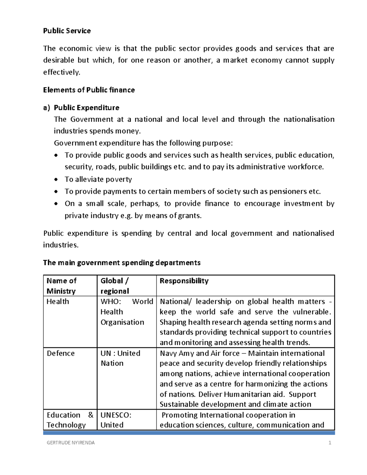 Lesson 3 - Public Goods and service - Public Service The economic view ...