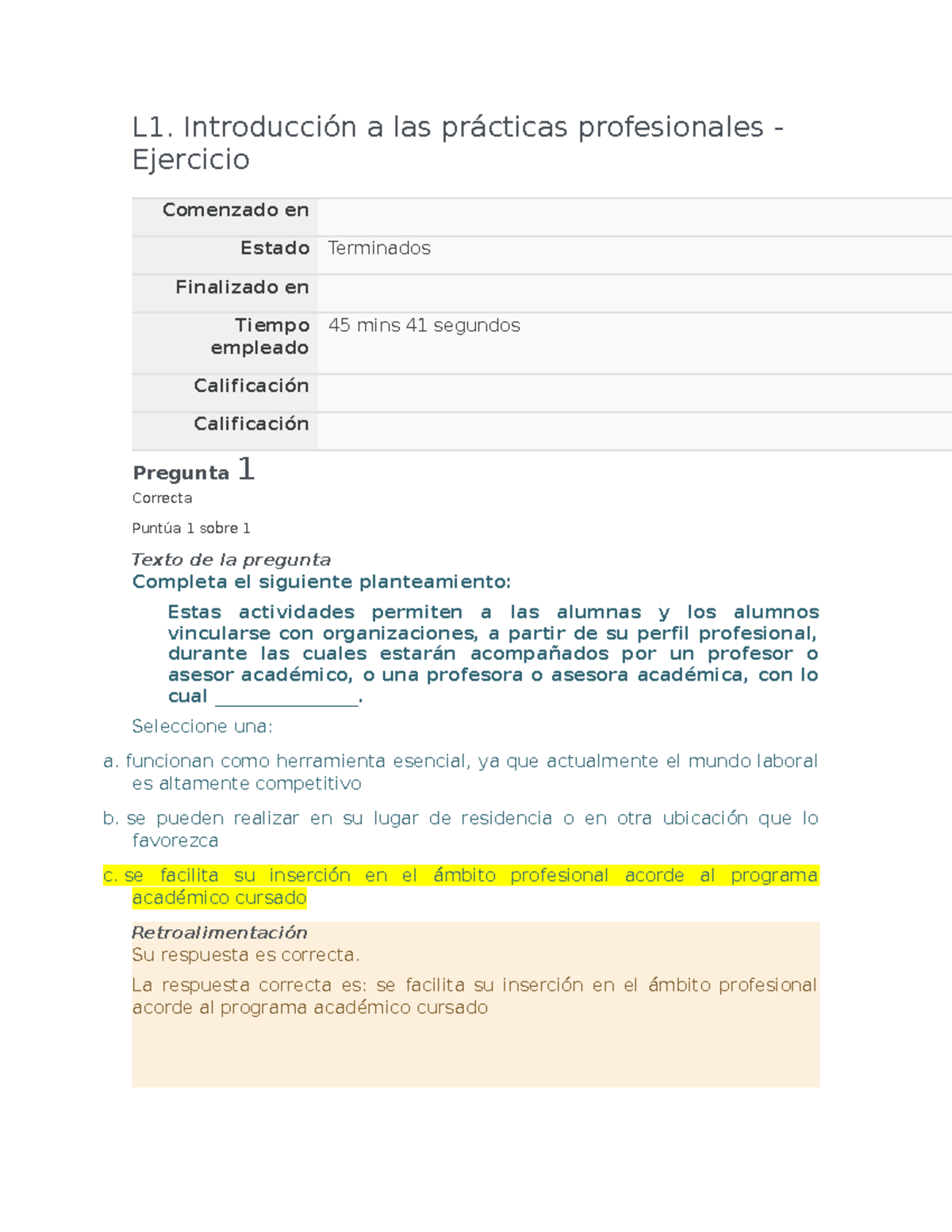L1. Introducción a las prácticas profesionales - Ejercicio - L1. Introducción a las prácticas ...