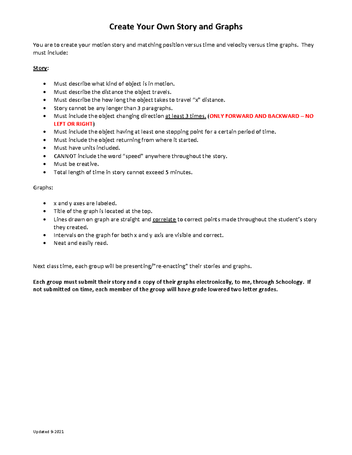 Create Your Own Motion Story and Graphs - Create Your Own Story and ...