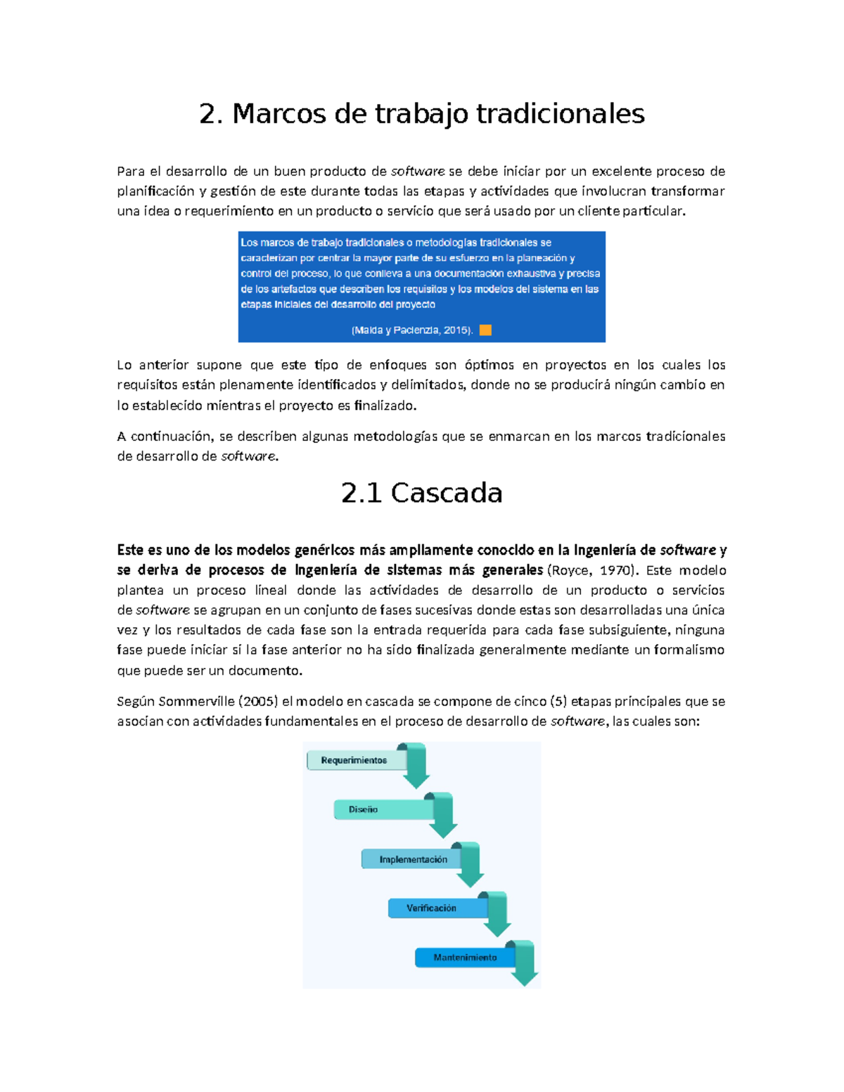 2 - Marcos de trabajo tradicionales - 2. Marcos de trabajo tradicionales Para el desarrollo de ...