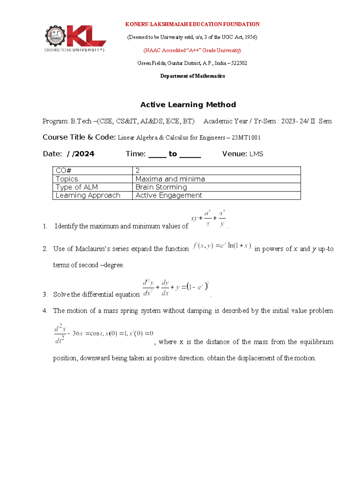 ALM-3 Brain Storming - dfs - KONERU LAKSHMAIAH EDUCATION FOUNDATION ...
