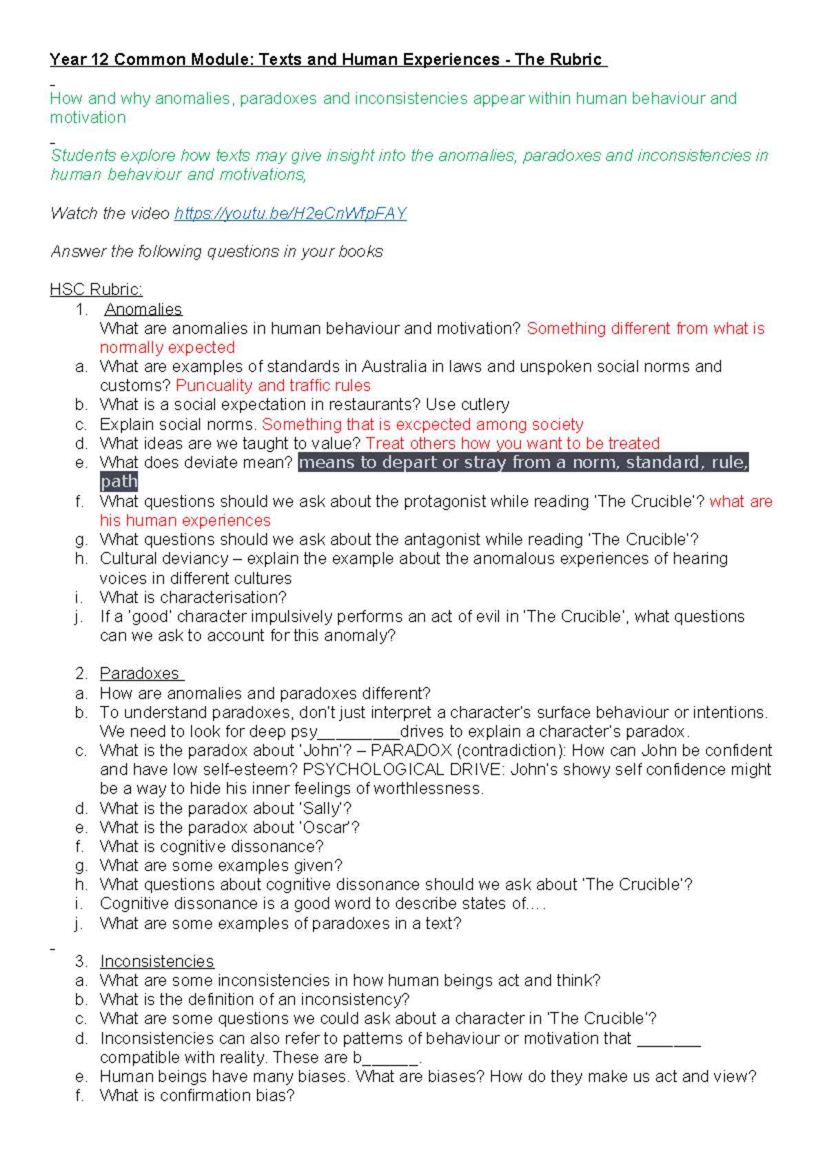 Anomalies Year 12 Common Module - Year 12 Common Module: Texts and ...