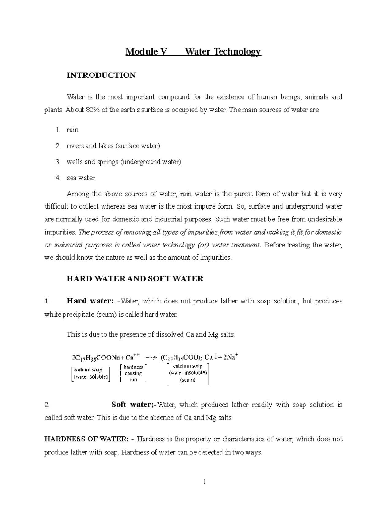 Module - V (Water Technology) - Module V Water Technology INTRODUCTION ...