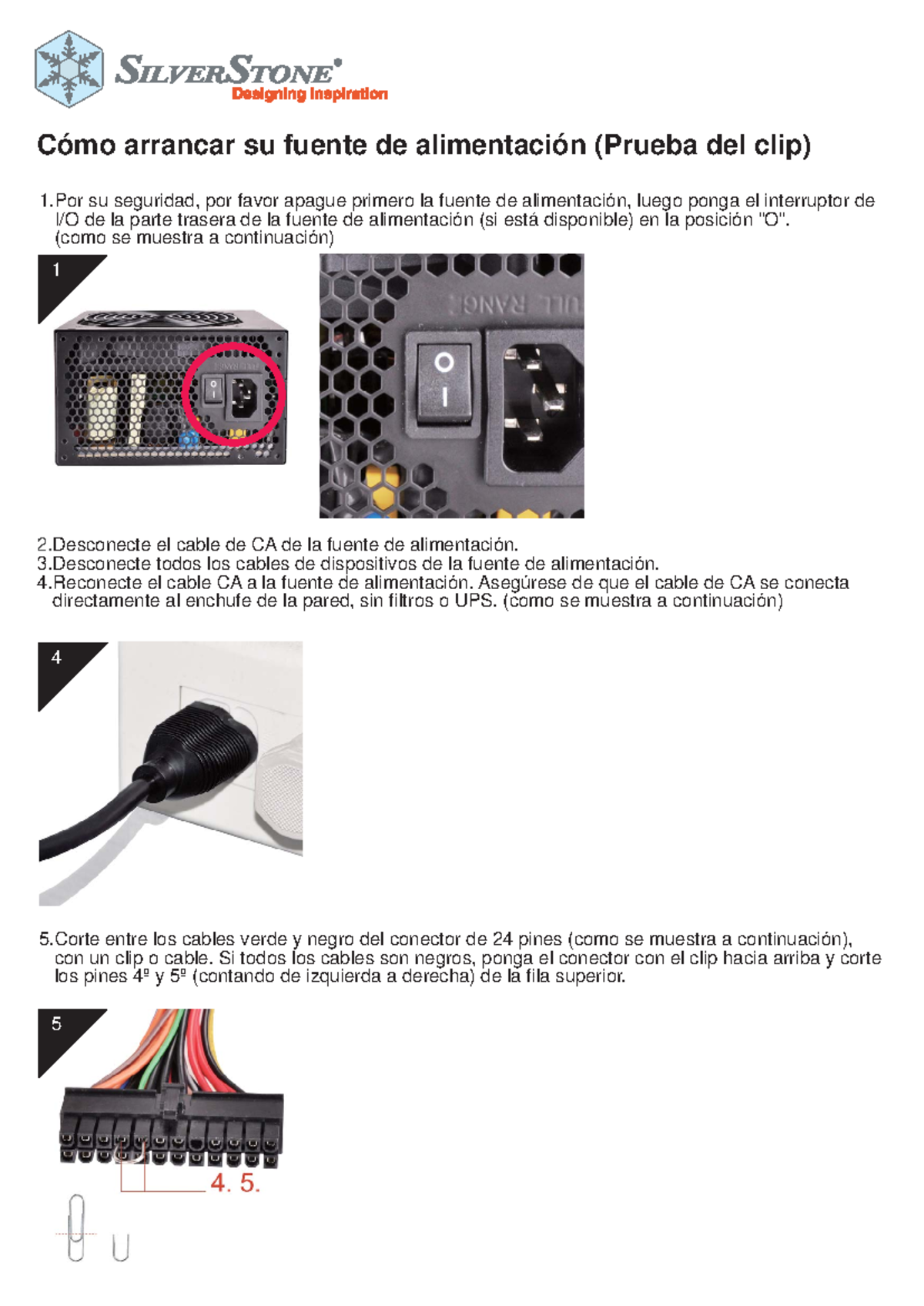 PSU-Paper Clip-ES - PSU-Paper Clip-ES - Cómo arrancar su fuente de alimentación (Prueba del clip ...