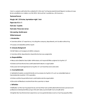 OJT ORAL PRES Outline - Oral presentation of accomplishment reports of ...