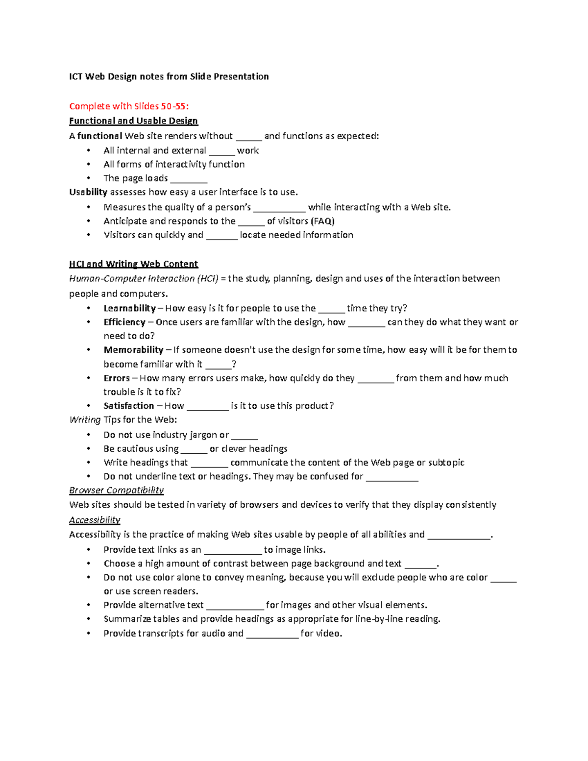 Renata Magrehbi - 4 Web Design Notes slides 50-55 for u Certify - ICT ...